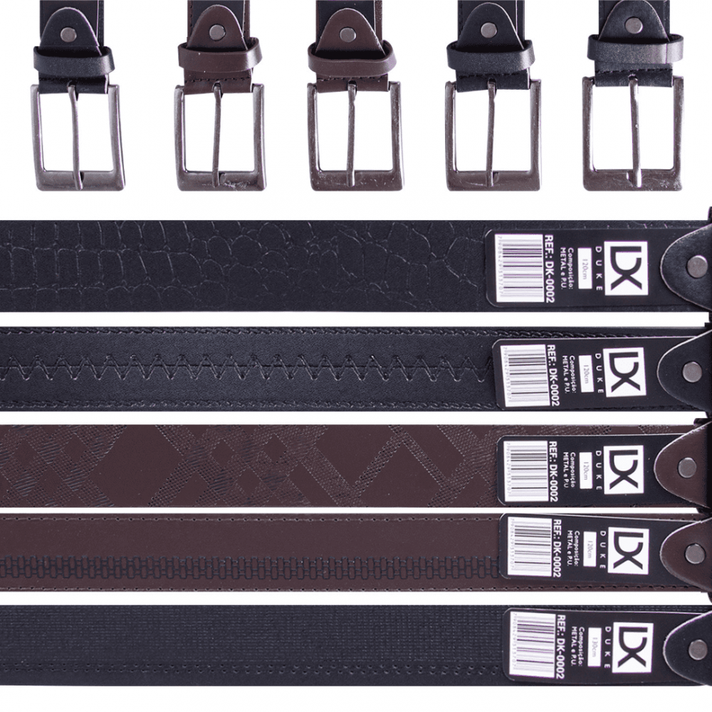 kit 10 Cintos Fivela Social Couro Sintético Casual Resistente