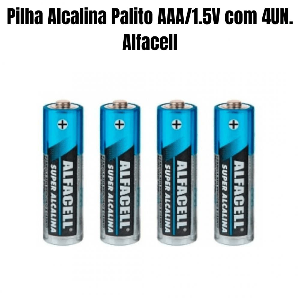 Pilha alcalina alfacell aaa com 4 pilhas com alta resistência